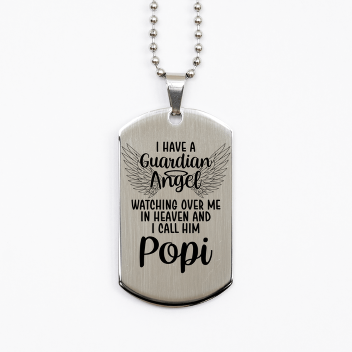 Memorial Popi Silver Dog Tag Necklace, Guardian Angel Popi Gift, Loss ...